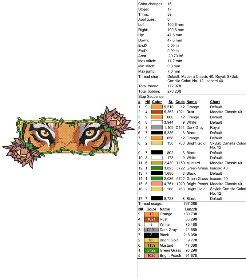 Tiger Eyes Embroidery Design - Etsy
