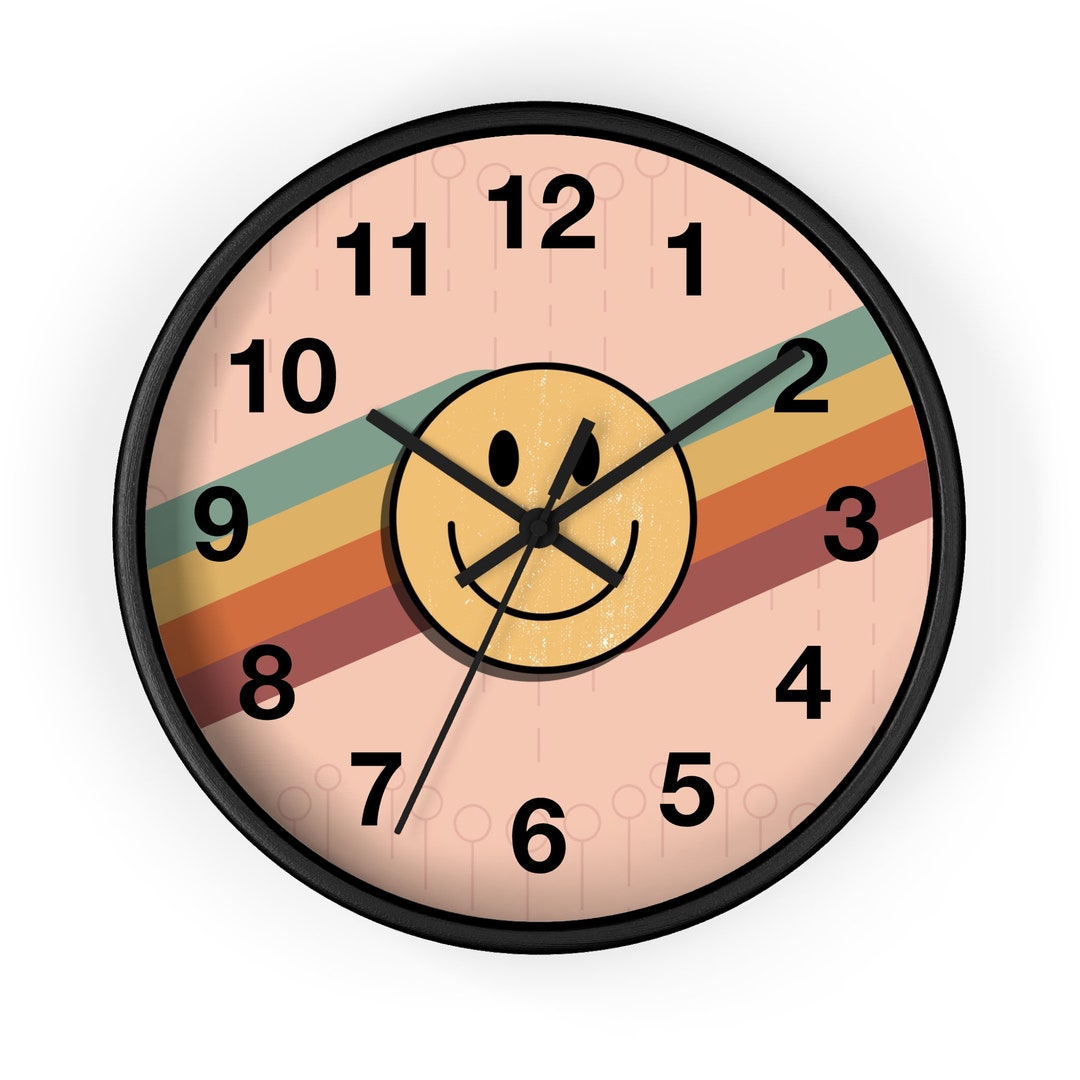Retro Style Groovy Smiley Face Wall Clock - Etsy
