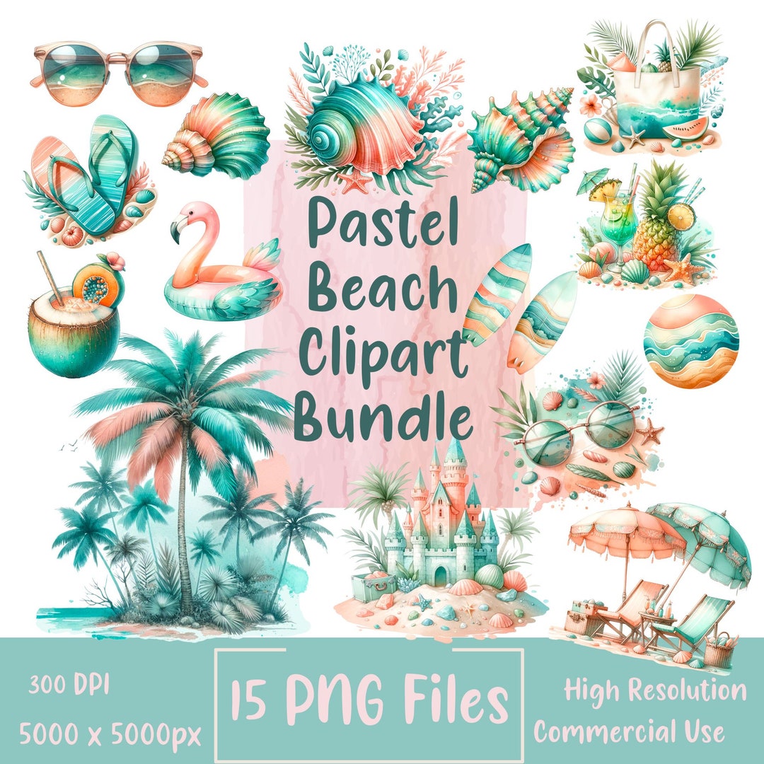 Summer Beach Watercolor Clipart Set, Vacation Clip Art, Boho Tropical ...