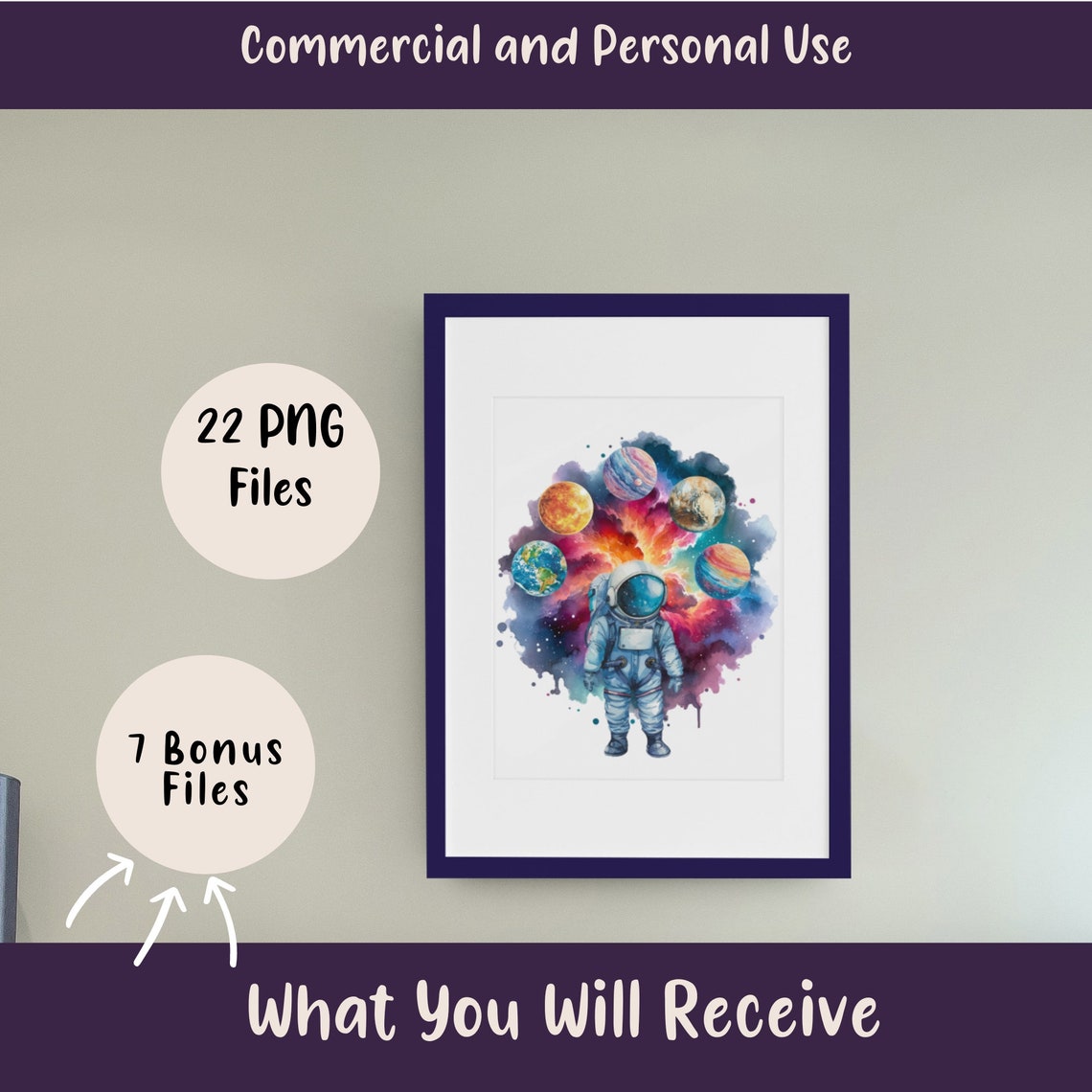 Watercolor Space Clipart Bundle Astronaut Rocket Png | Cute Space ...