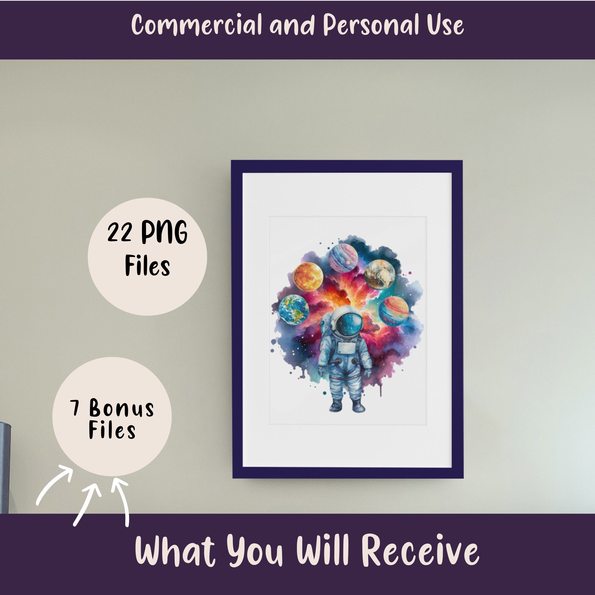 Watercolor Space Clipart Bundle Astronaut Rocket Png | Cute Space ...