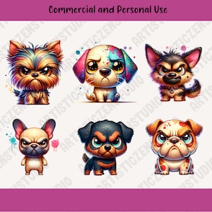 Grumpy Dogs Png Bundle, Quirky Animals Clipart Bundle, Sublimation ...