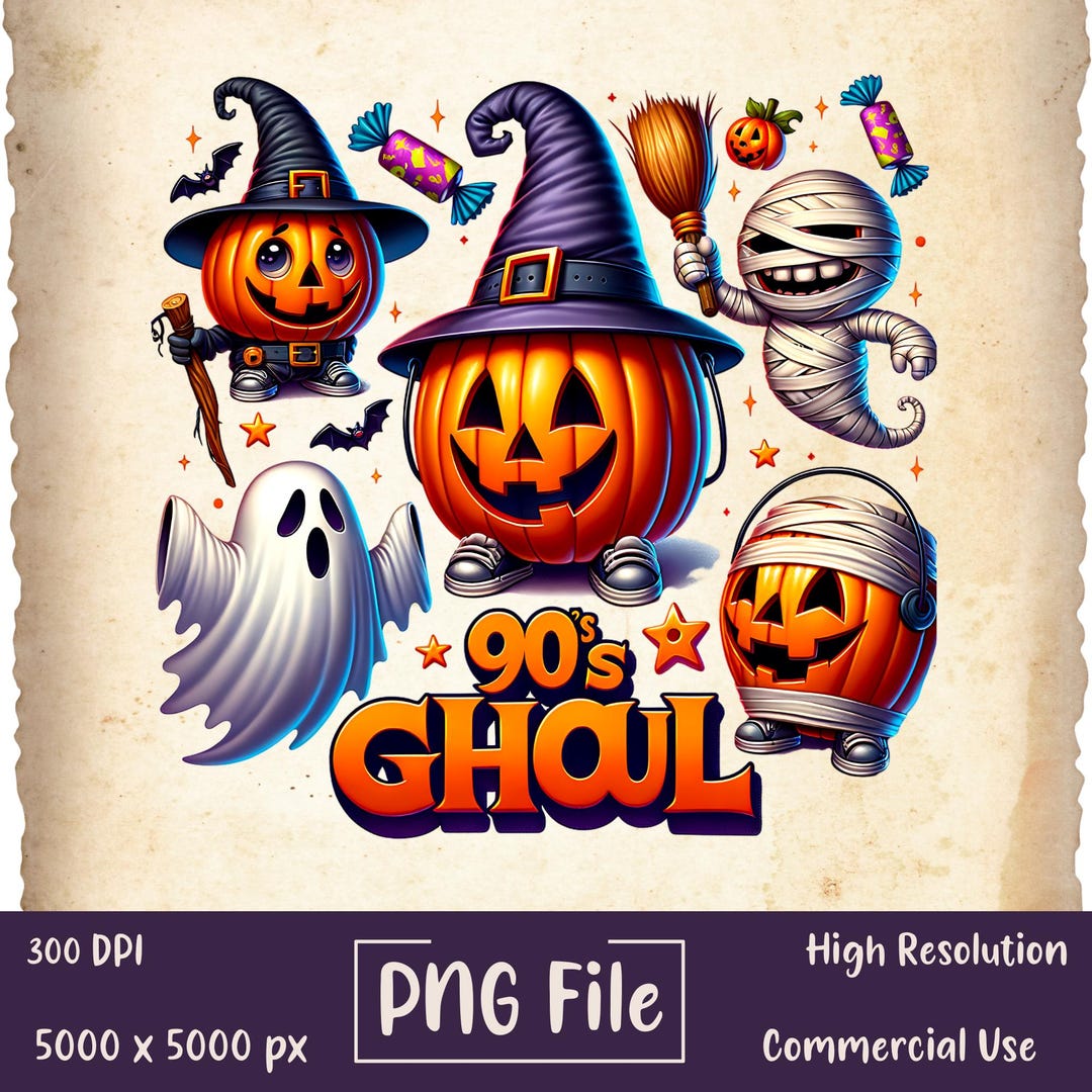 90s Ghoul Halloween PNG, 90s Retro Halloween Shirt Design, Spooky ...