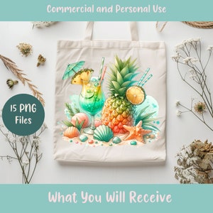 Summer Beach Watercolor Clipart Set, Vacation Clip Art, Boho Tropical ...