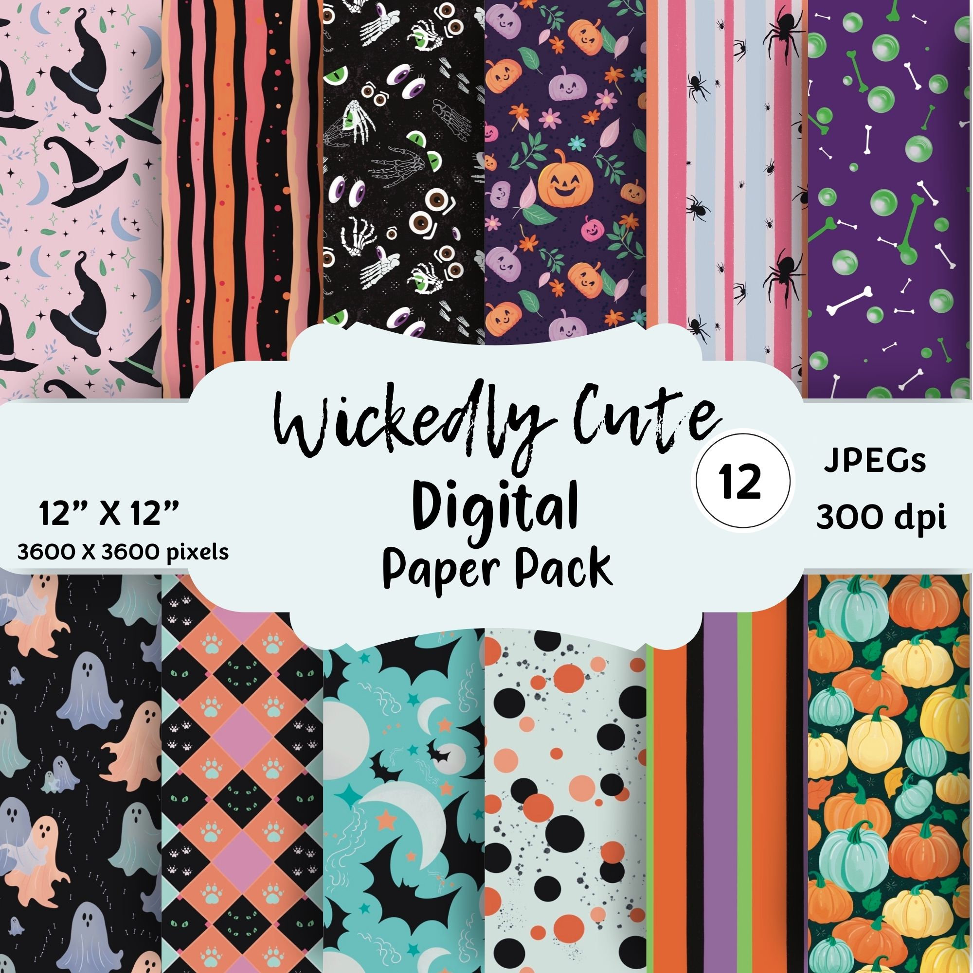 Spooky Halloween Digital Paper, Pastel Halloween Backgrounds, Cute ...