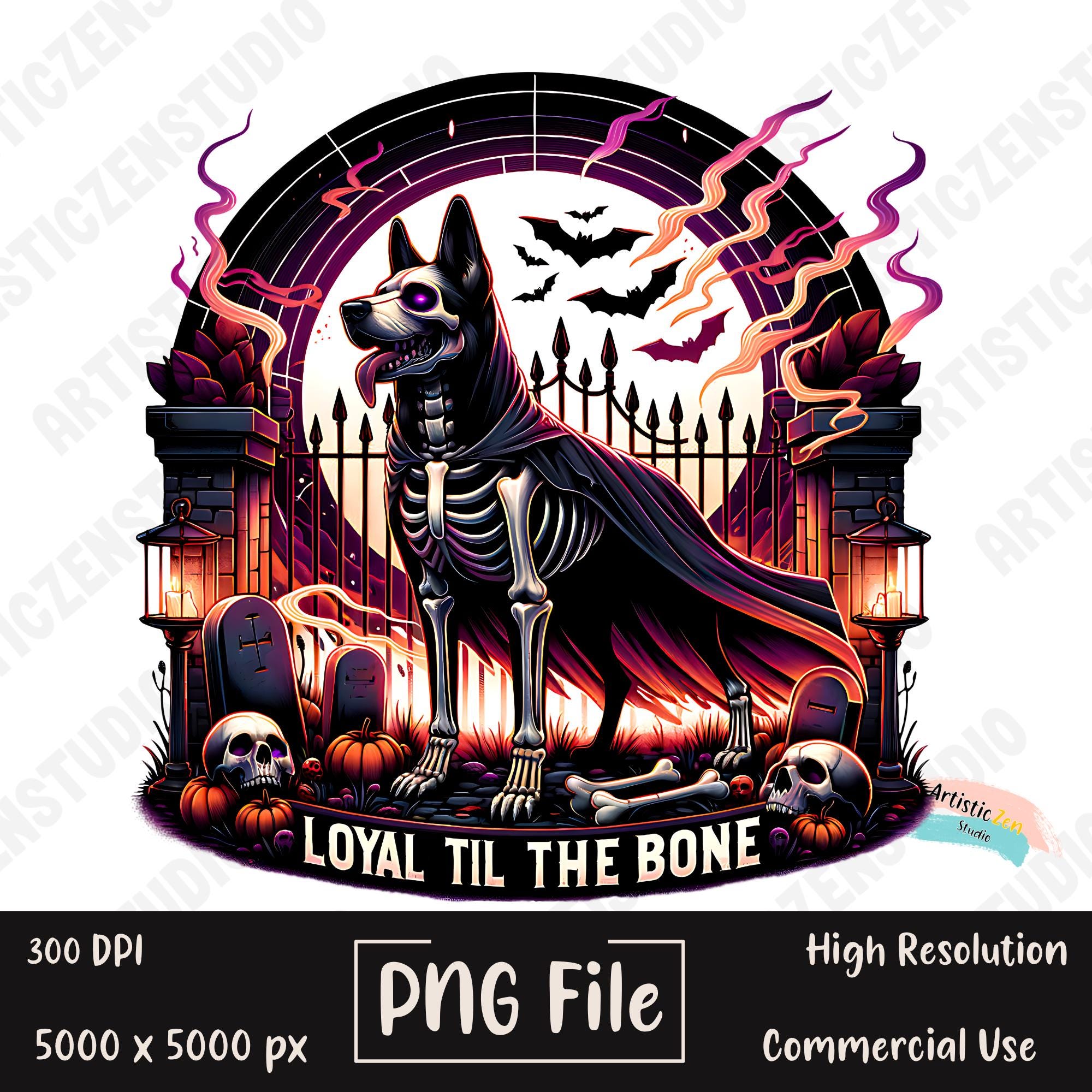 Halloween PNG German Shepherd Skeleton Dog Clipart Gothic Graveyard Pet ...