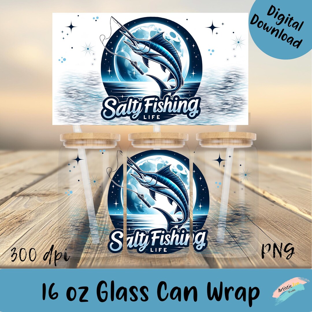 Saltwater Fishing Wrap | Sublimation Design | Fisherman Deep Sea ...