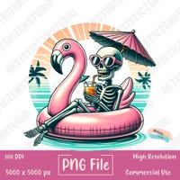 Skeleton Beach Day PNG, Funny Retro Meme Graphic Printable, POD Design ...