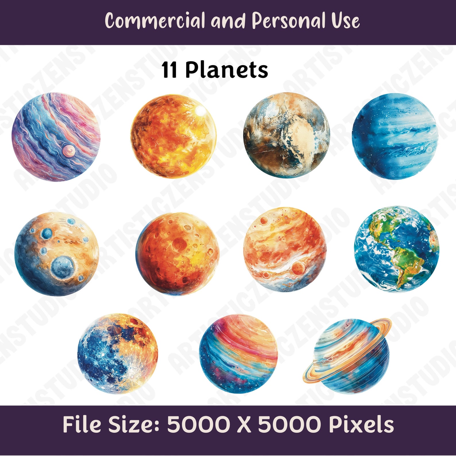 Watercolor Space Clipart Bundle Astronaut Rocket Png | Cute Space ...