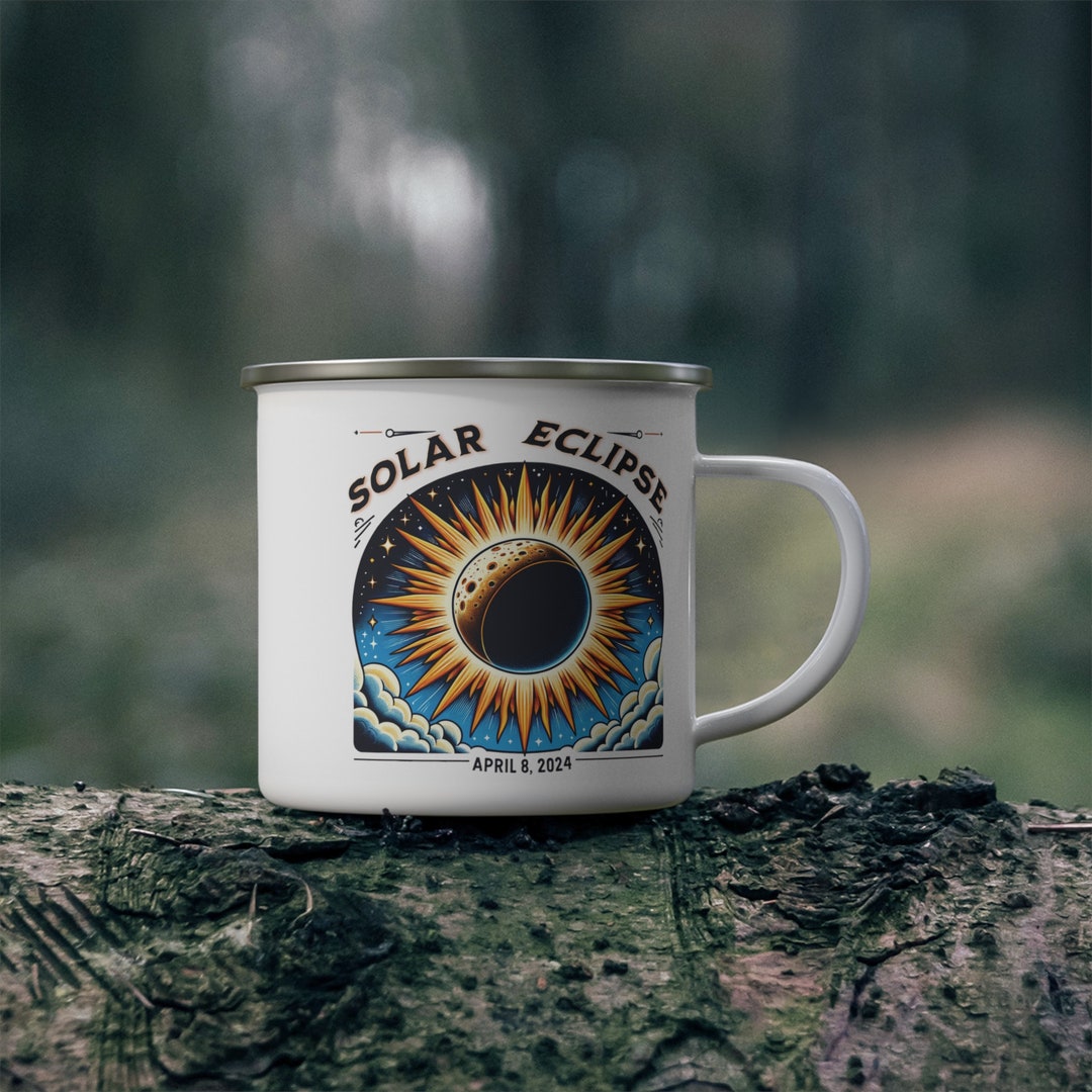 Retro Solar Eclipse Enamel Camping Mug, Total Solar Eclipse 2024, Solar ...
