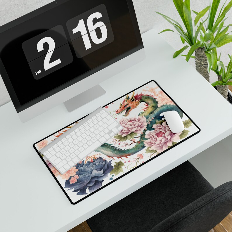 Japanese Dragons Desk Mat, Japanese Art Desk Mat, Japanese Aesthetic Mat, Dragon Mousepad ...