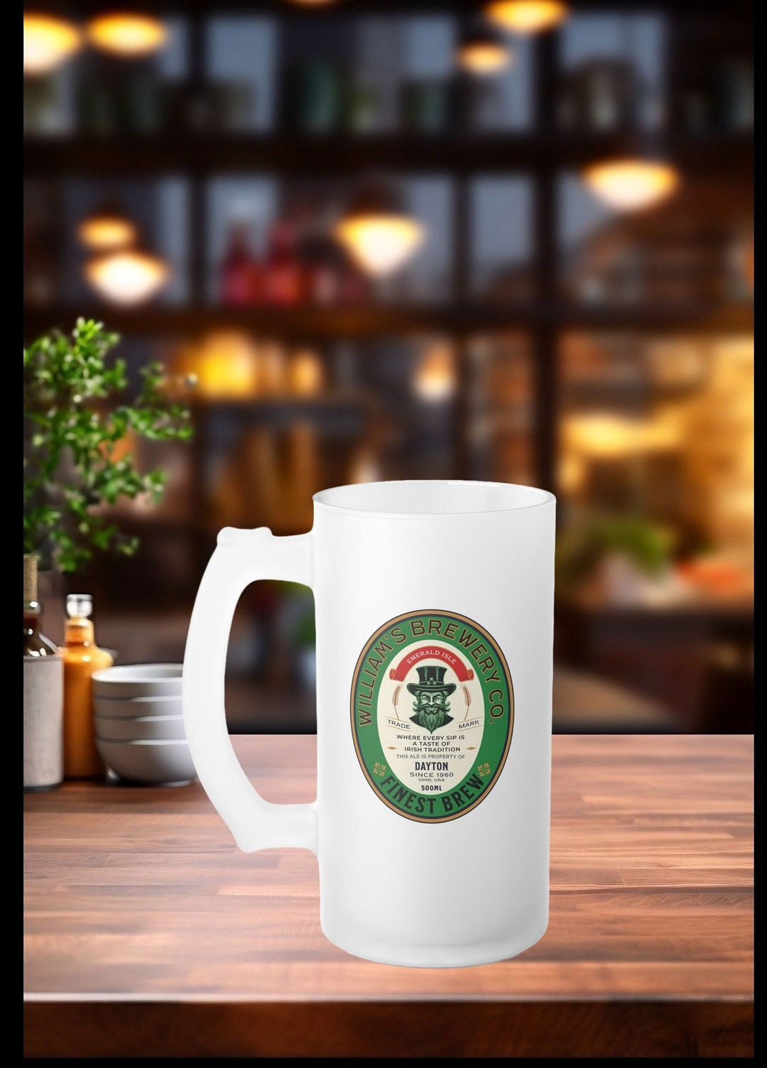 Personalized Irish Craft Beer Frosted Glass Mug, St. Patrick's Day ...