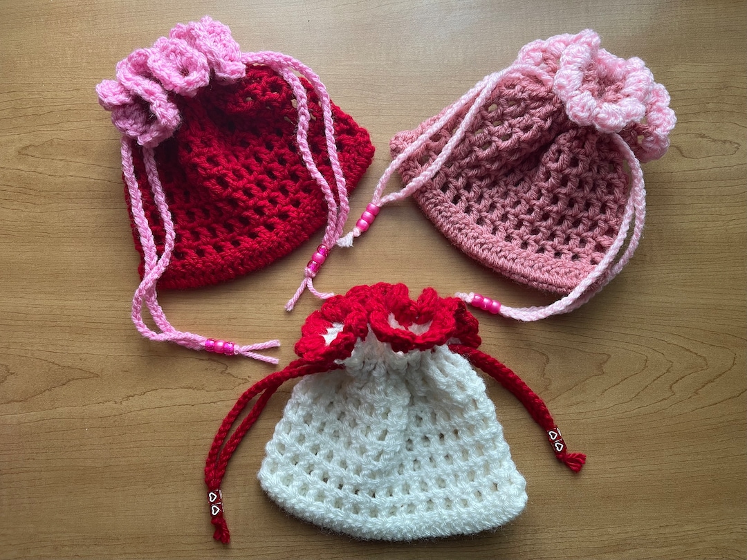 Crochet Drawstring Mini Bags! - Etsy