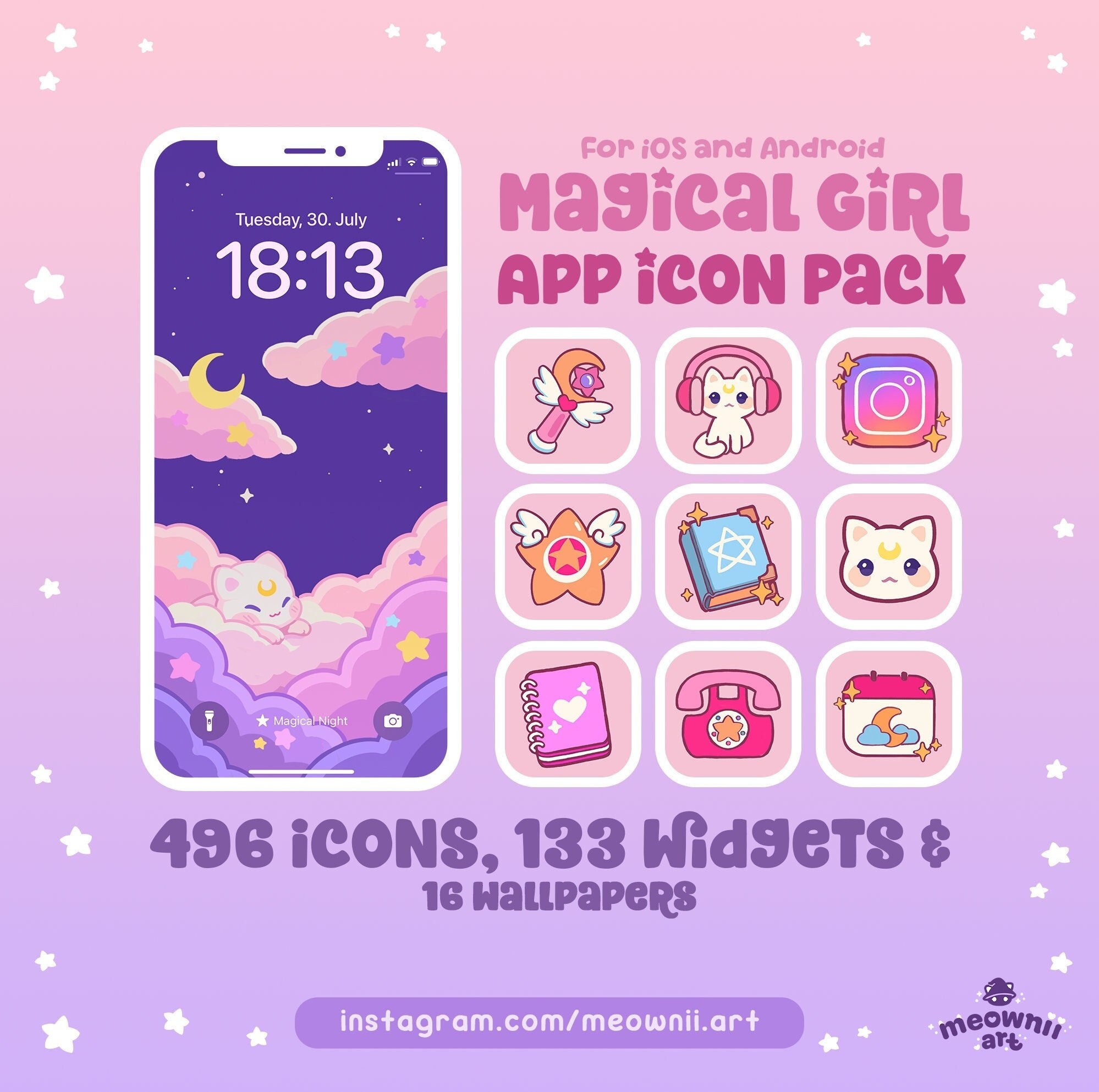 Magical Girl App Icon Pack - Etsy