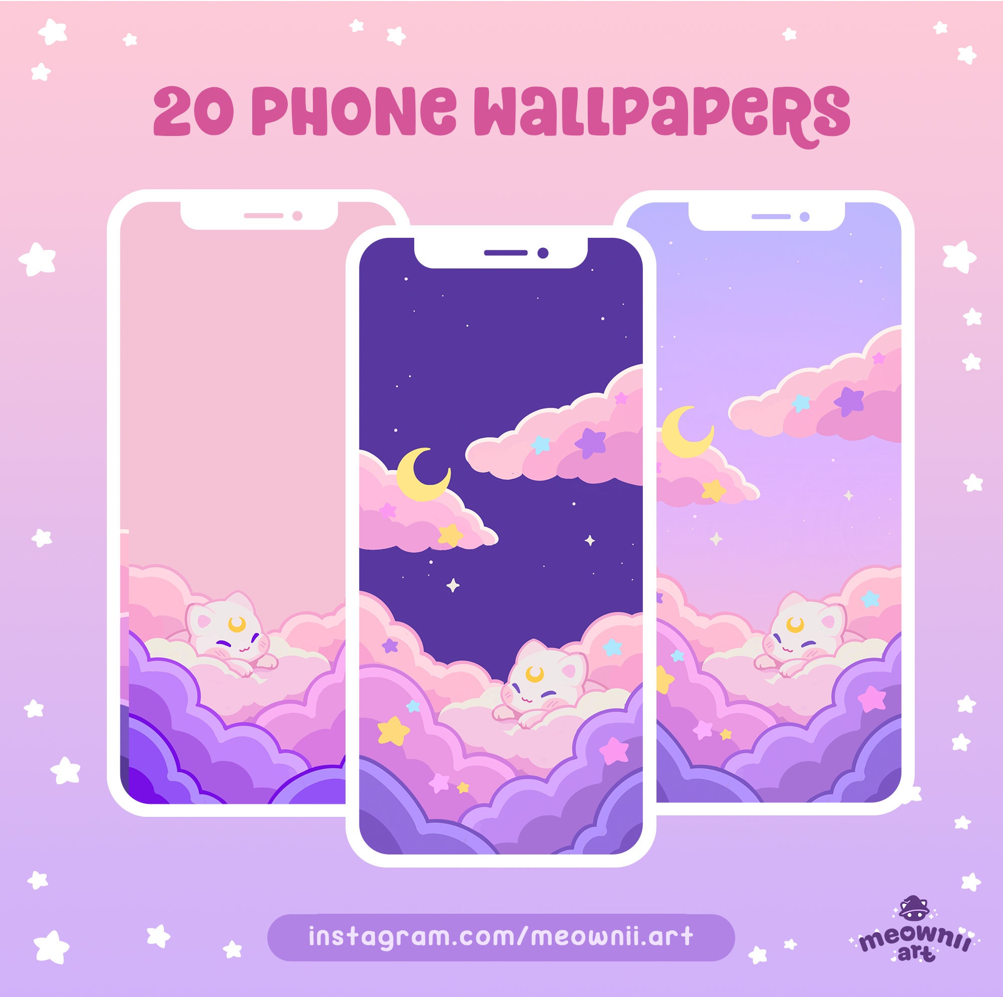 Magical Cat Wallpaper Pack for Phones, Tablets and Desktops - Etsy