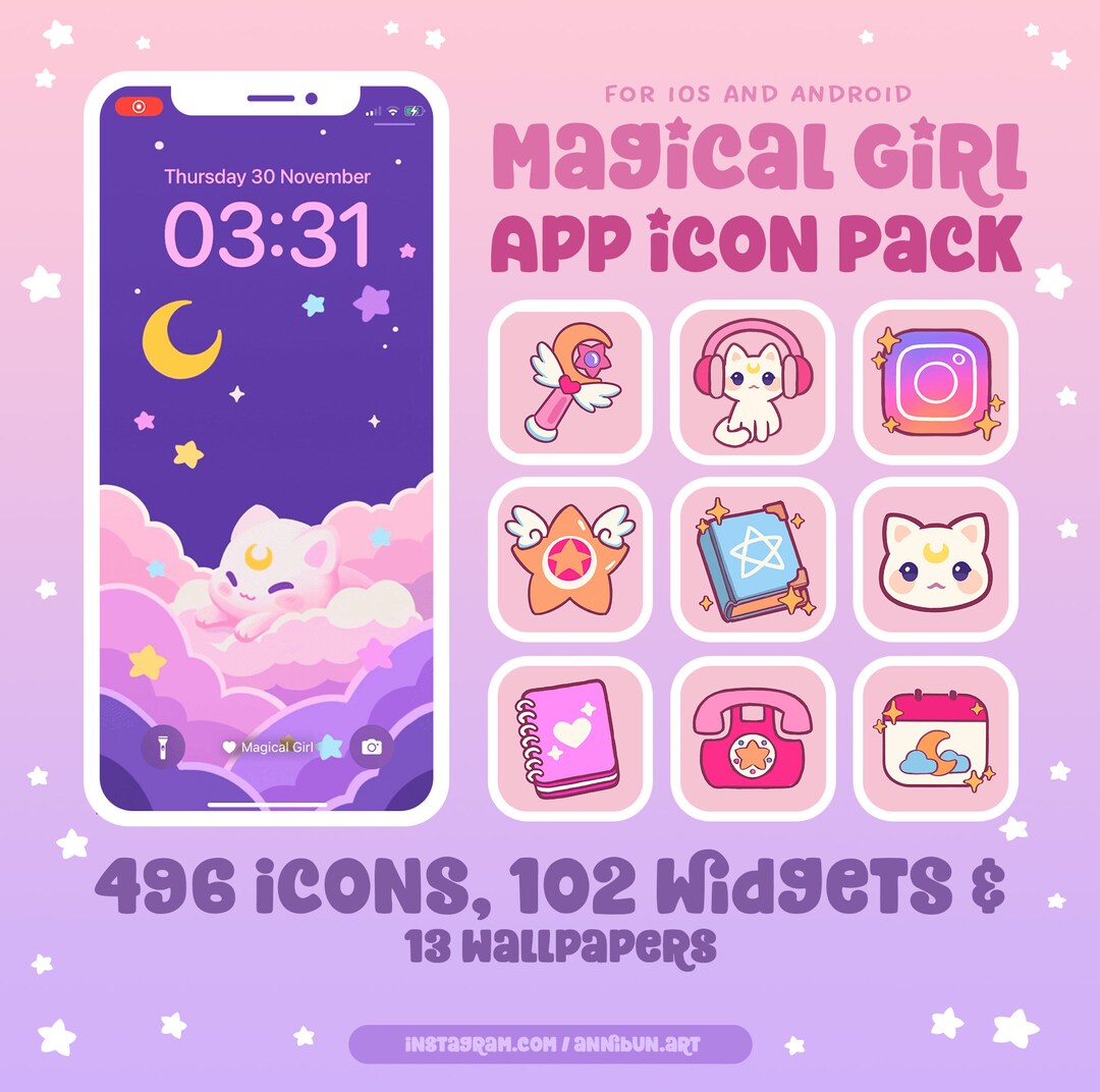 Magical Girl App Icon Pack - Etsy