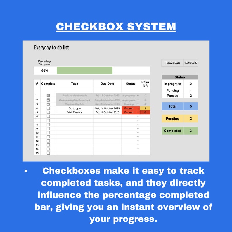 To-do List, Daily Task Planner Spreadsheet, Google Sheets Template ...