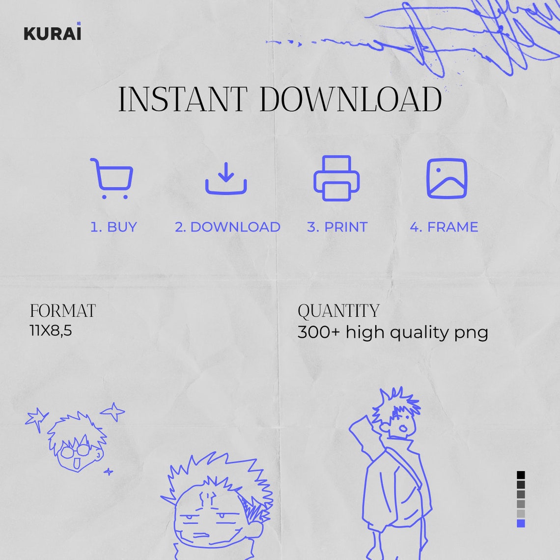 300 Jujutsu Kaisen Anime Collage Kit Digital Prints for Bedroom Wall ...