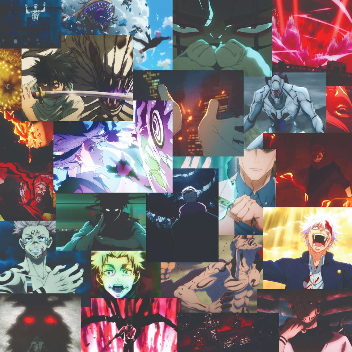 300 Jujutsu Kaisen Anime Collage Kit Digital Prints for Bedroom Wall ...