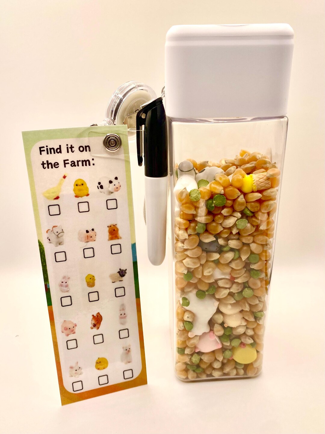 Ispy Sensory Bottle: Farm Animals, Dry-erase Checklist, Scavenger Hunt ...