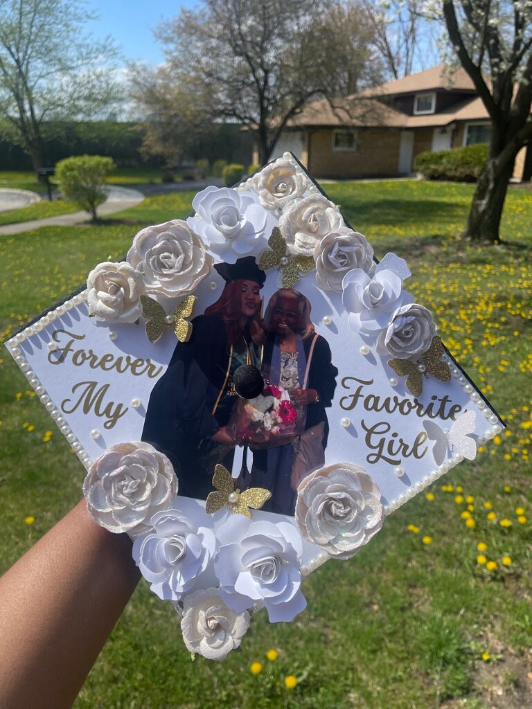 Custom Graduation Cap 2025 With Picture and Flowers - Etsy