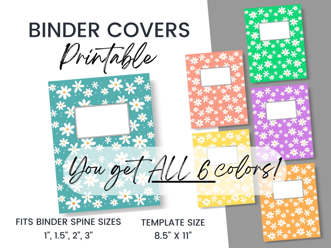 3-ring Binder Cover Sets - Daisy Flowers - Front, Back, and Spine ...