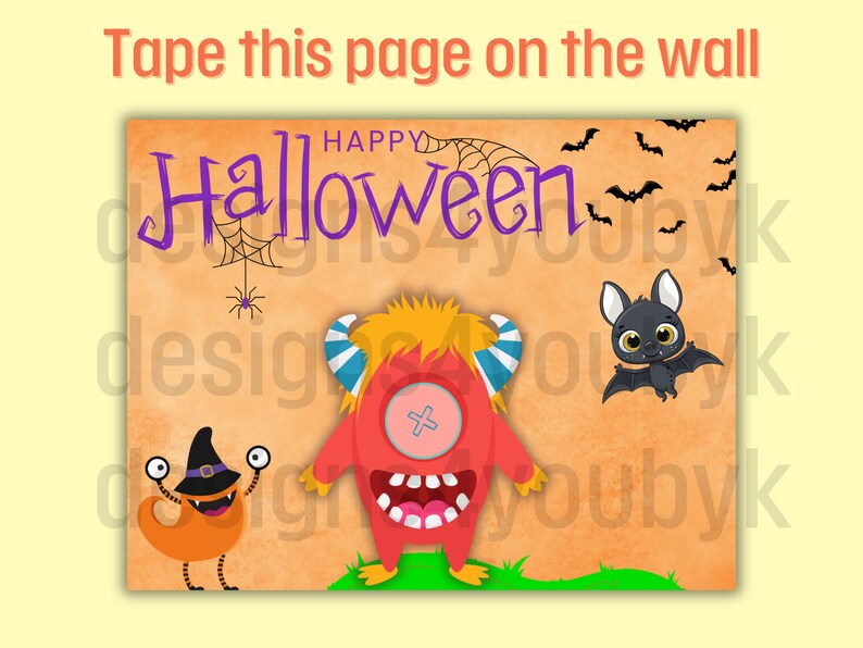 Halloween Kid's Game, Instant Download Pin the Eye on the Monster ...
