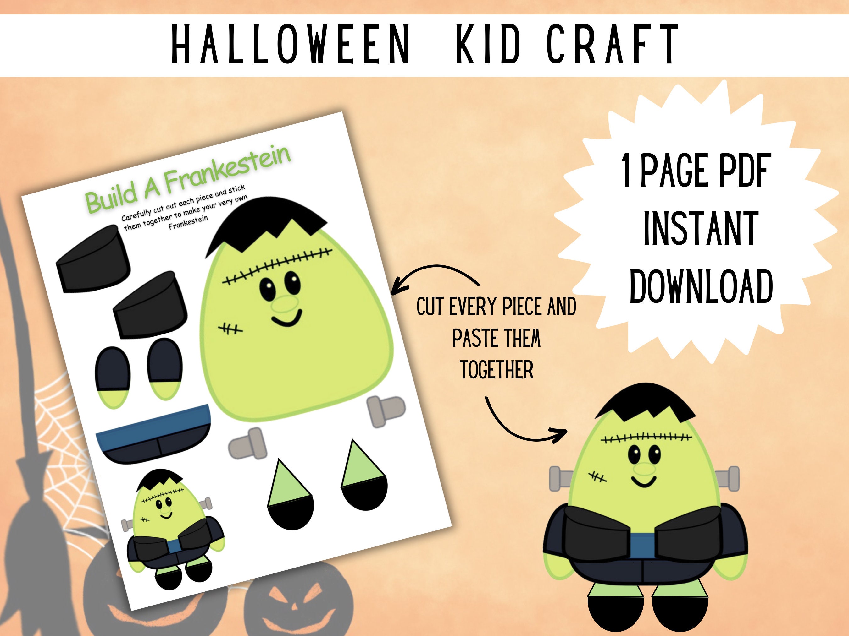 Halloween Kids Crafts, Instant Download - Build a Halloween Cat ...