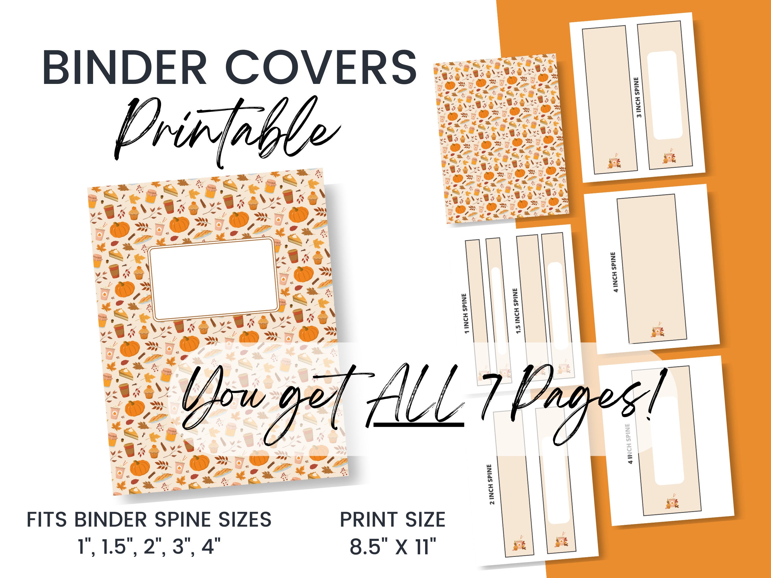 Instant Download Printable Binder Cover Pumpkins Fall - Etsy