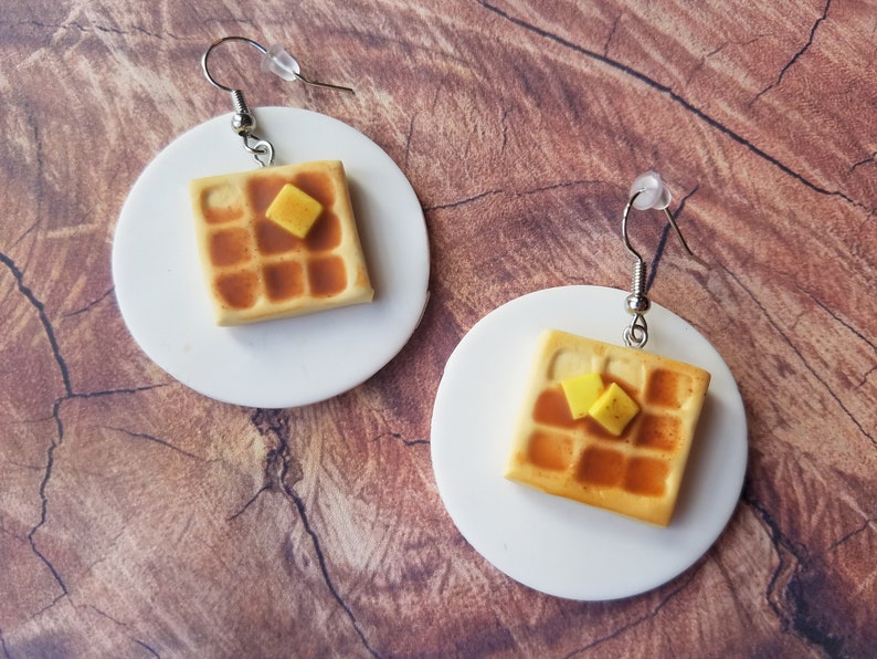 Handmade Polymer Clay Waffle Breakfast Dangle/drop Earrings - Etsy