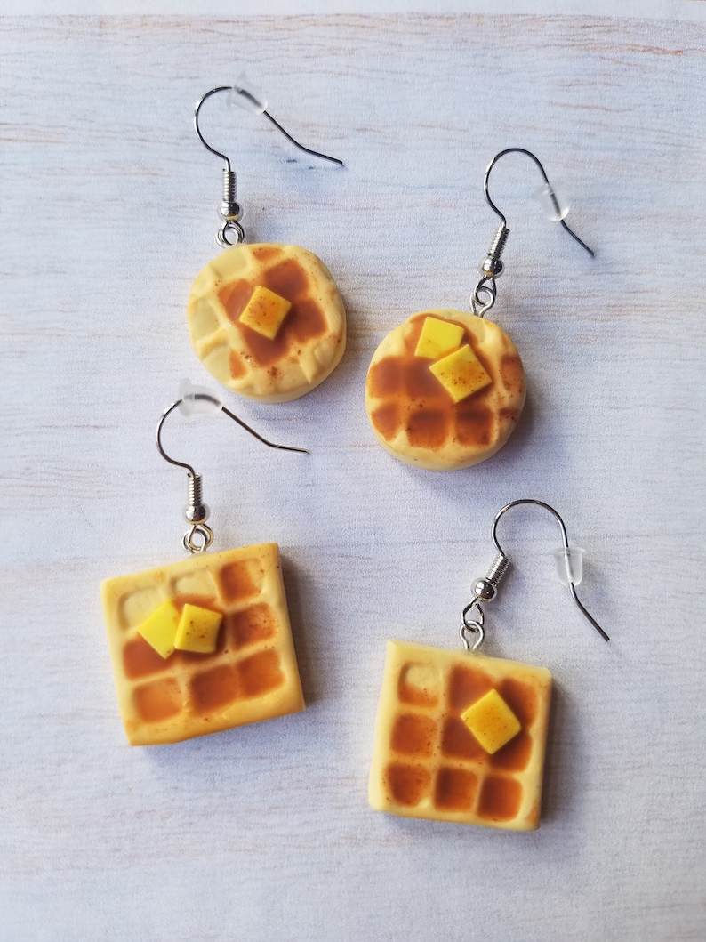 Handmade Polymer Clay Waffle Breakfast Dangle/drop Earrings - Etsy
