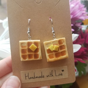 Handmade Polymer Clay Waffle Breakfast Dangle/drop Earrings - Etsy