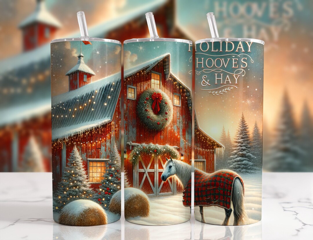 Farm Png, "holiday Hooves & Hay" Farm Tumbler Wrap, Tumbler Wrap ...