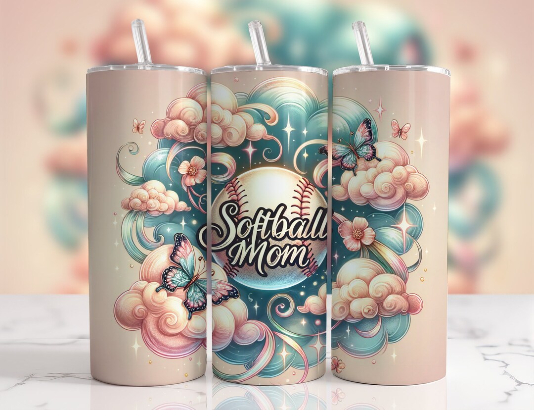 Pretty Pastel Softball Mom, Sublimation Design, 20oz Skinny Tumbler ...