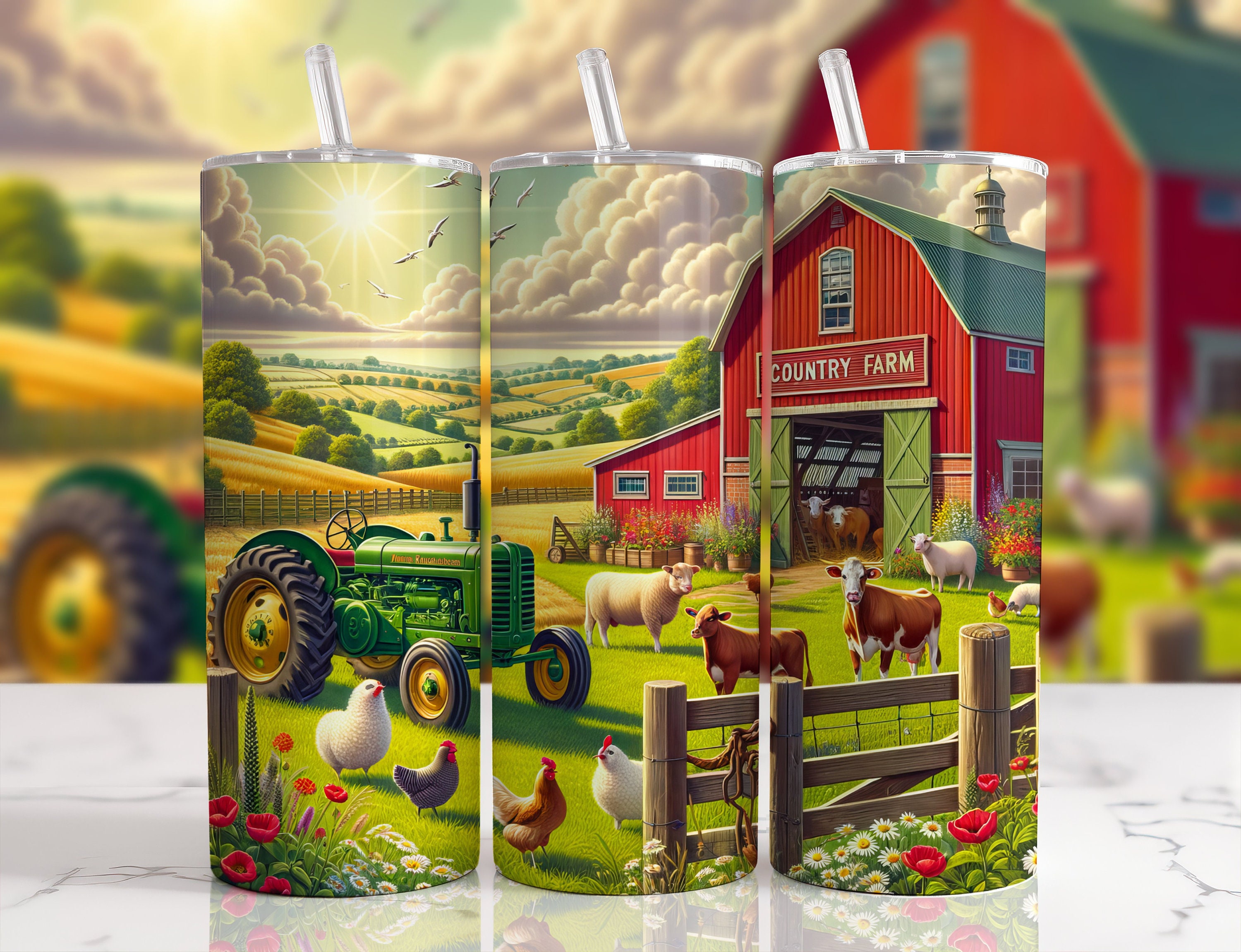 Tumbler Wrap, Farm Sublimation Designs, 20 Oz Skinny, Png, Digital ...