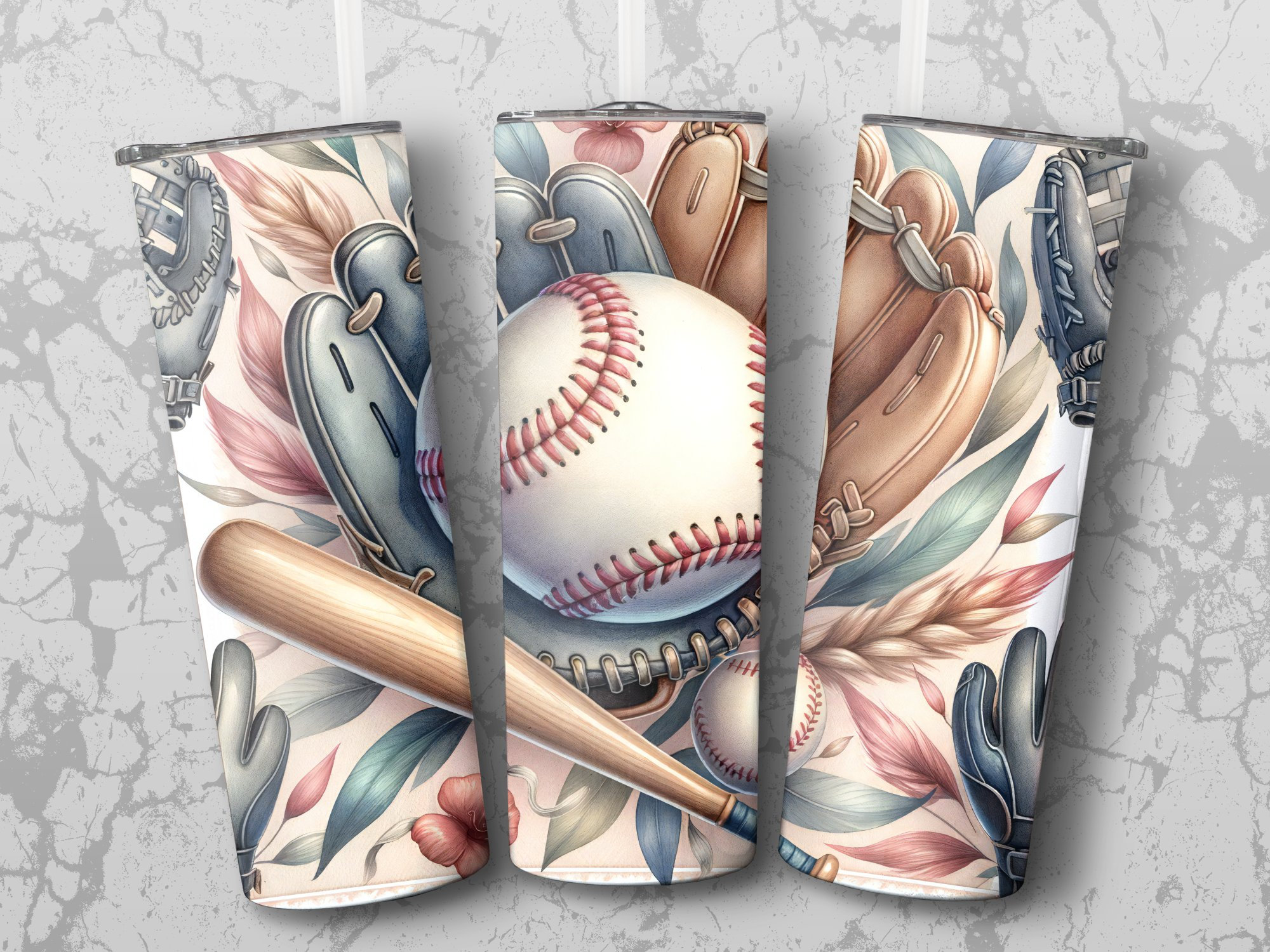 Softball, Pastel Colors Sublimation Design, 20oz Skinny Tumbler Design ...