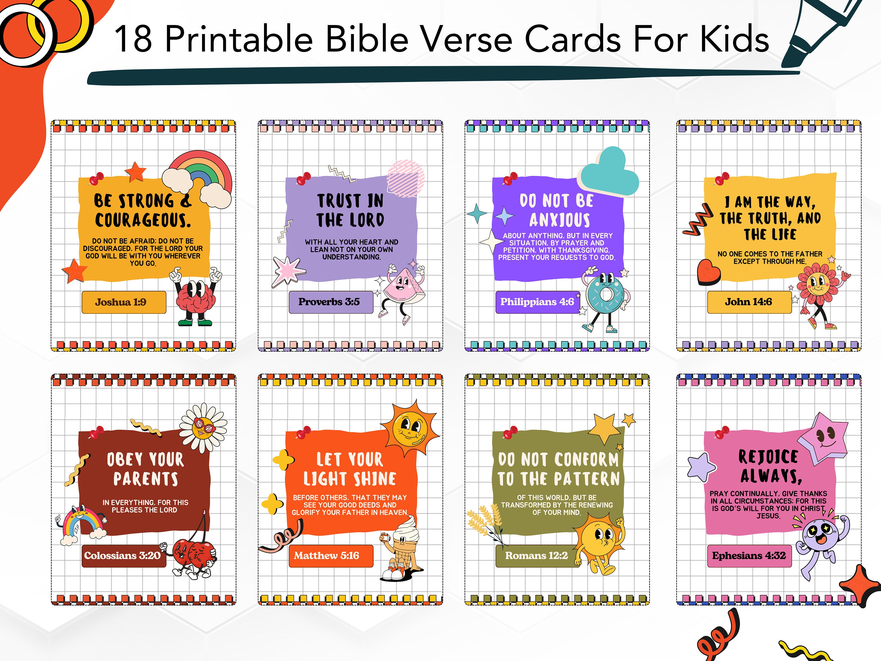 Prayer Cards for Kids, Flashcards Bible Verses, Memory Verse Cards ...