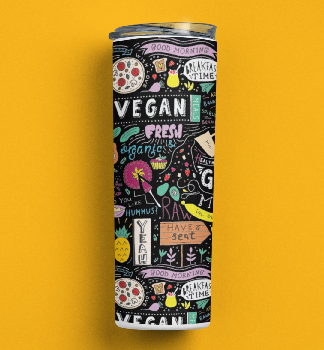 Vegan Doodle 20oz Tumbler | Stainless Steel Tumbler | Vegan Gift for ...