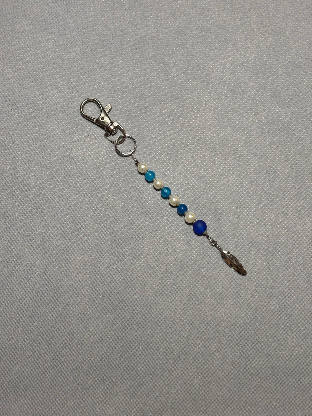Fidget Beaded Keychain - Blue Pearl Feather - Etsy