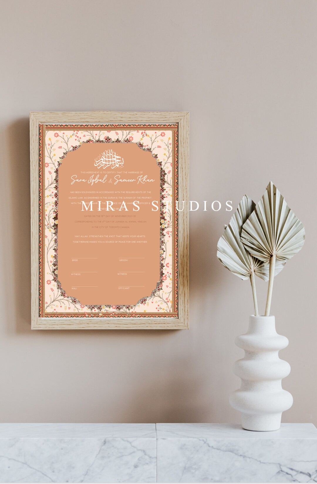 Custom Nikkah Signing Template Pakistani Indian Wedding - Etsy