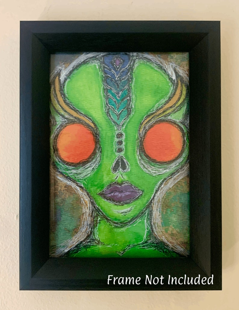 5x7 Art Print stardust Siren Watercolor Signed by Artist Alien Unique ...