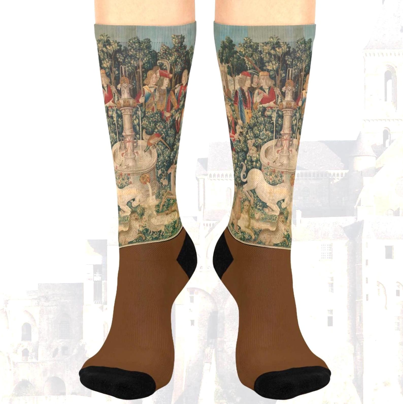 Medieval Tapestry Unicorn Crew Socks/cushioned Soft Socks/novelty Socks ...
