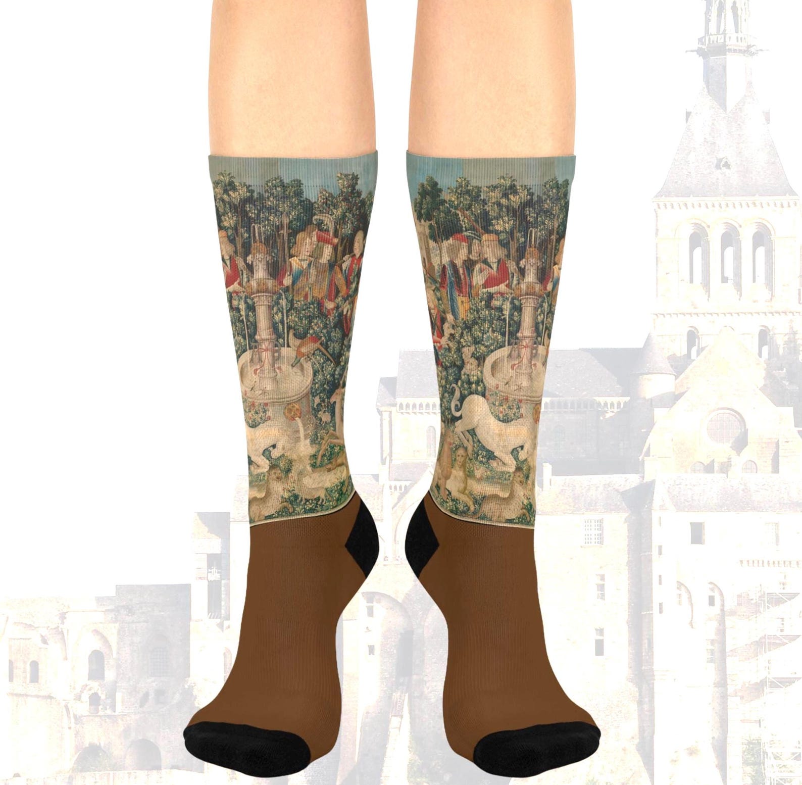 Medieval Tapestry Unicorn Crew Socks/cushioned Soft Socks/novelty Socks ...