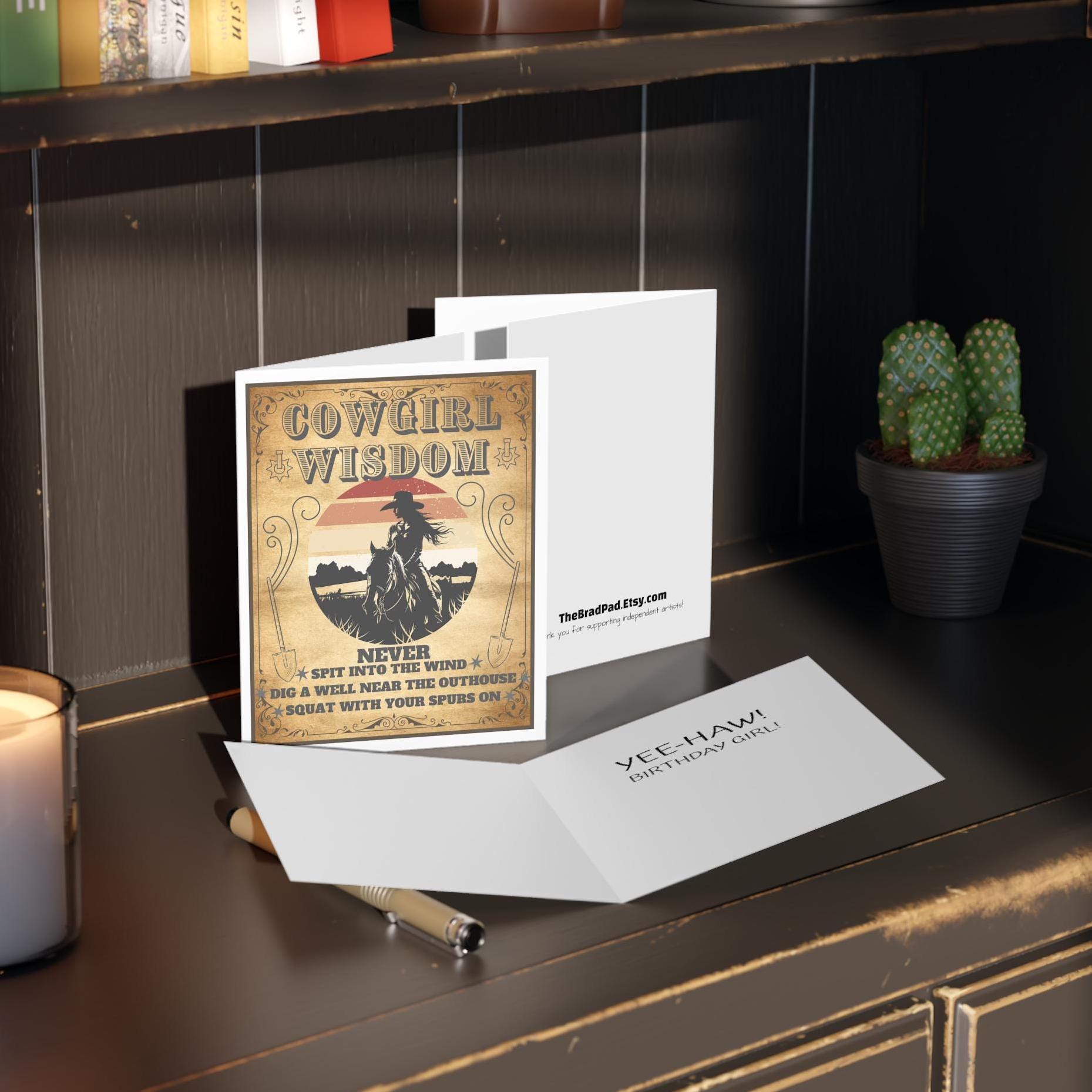 Funny Cowgirl Wisdom Birthday Card Set With Envelopes: Western Horse ...