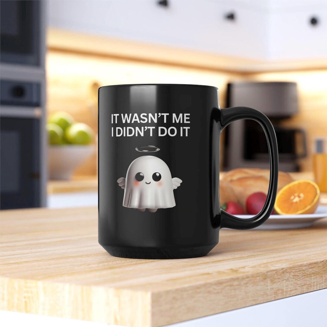 Spooky Coffee Mug: Innocent Ghost, Funny Halloween Tea Cup, Black ...