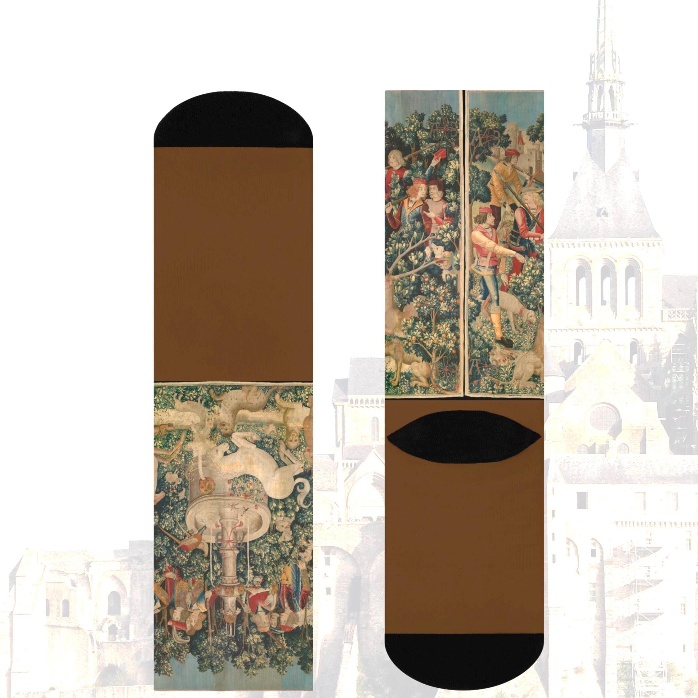 Medieval Tapestry Unicorn Crew Socks/cushioned Soft Socks/novelty Socks ...