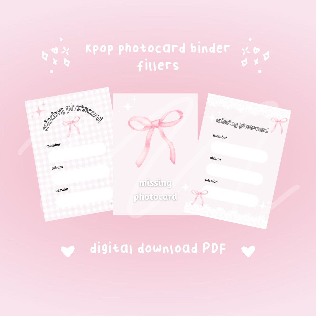 Kpop Photocard Binder Fillers bow Theme Digital Download - Etsy