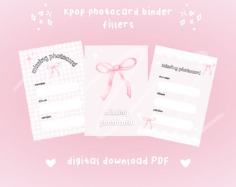DIGITAL DOWNLOAD Photocard Binder Fillers Kpop Pink Pink Kpop Binder ...