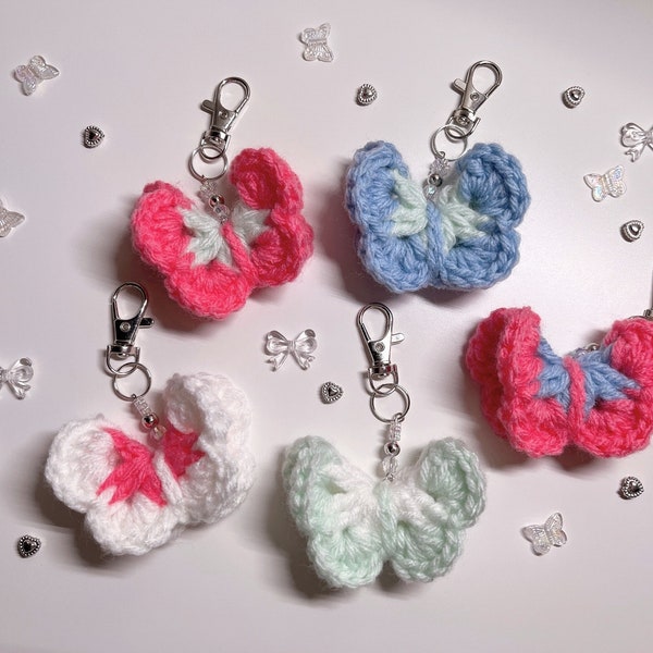 Crochet Amigurumi Butterfly Keychain - Etsy