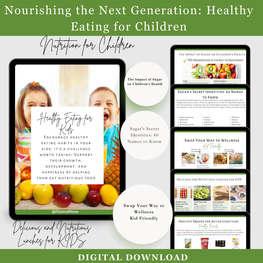 Kids Eat Healthy Wellness Guide Food Nutrition Chart Printable Bundle ...